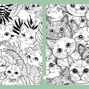 Kawaii Cute Cats Doodle Coloring Book, Cats Doodle, Relaxing and ...