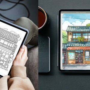 Japanese Storefronts Coloring Book: Shophouse Designs (printable PDF ...