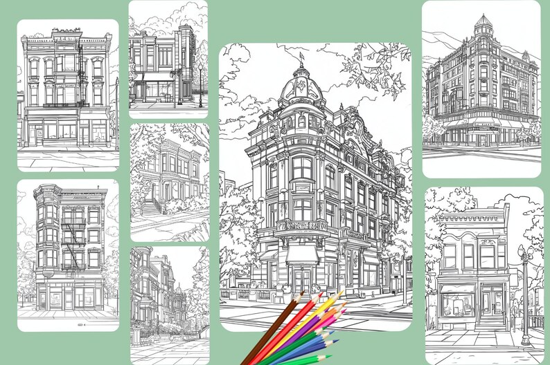 Reno Historic Buildings Coloring Book, Digital Coloring, Houses ...