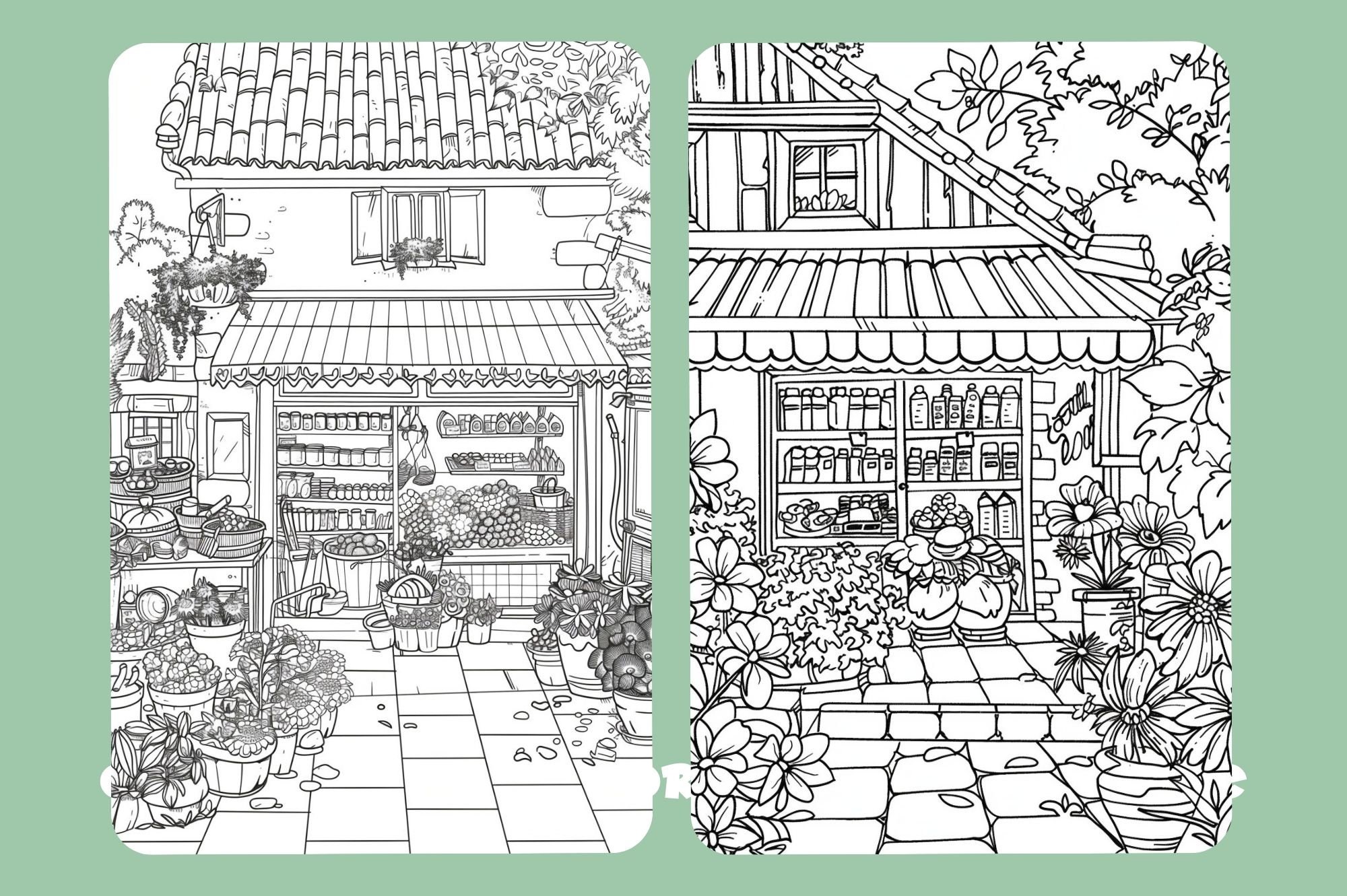 Quaint Little Grocery Store Coloring Book, Shop House, Shop Frontside ...