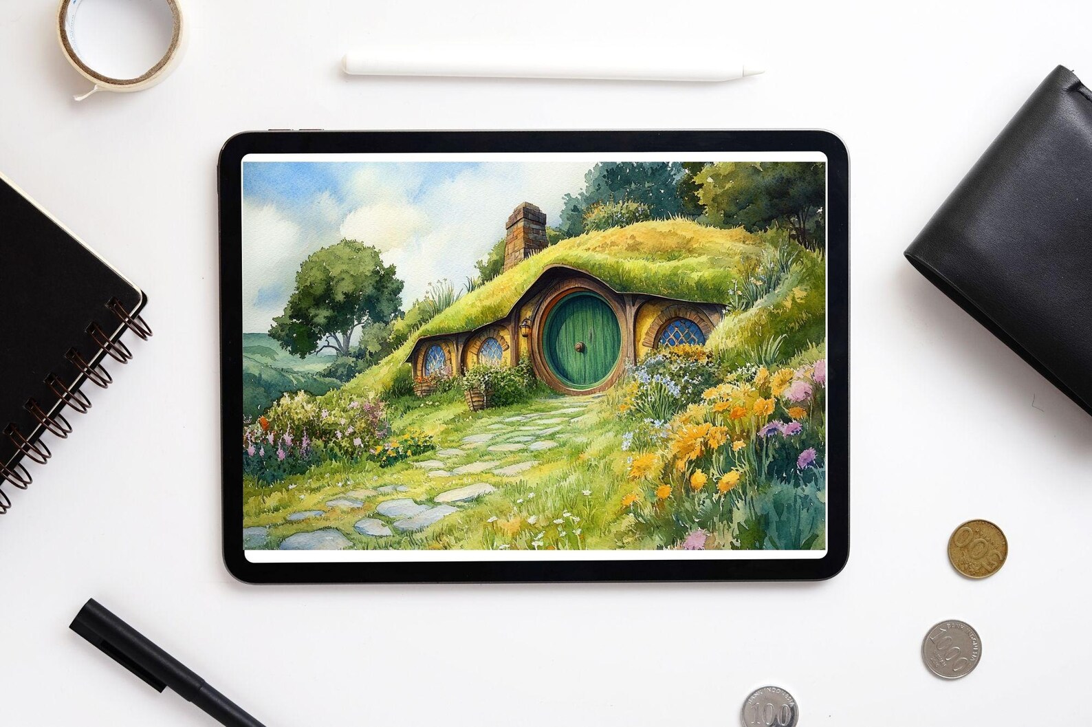 Home Hobbiton Island Digital Coloring Book, Digital Coloring, Fantasy ...