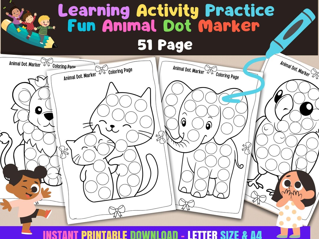 Animal Dot Marker Coloring Book, ABC Dot Worksheets for Kids, A-Z ...