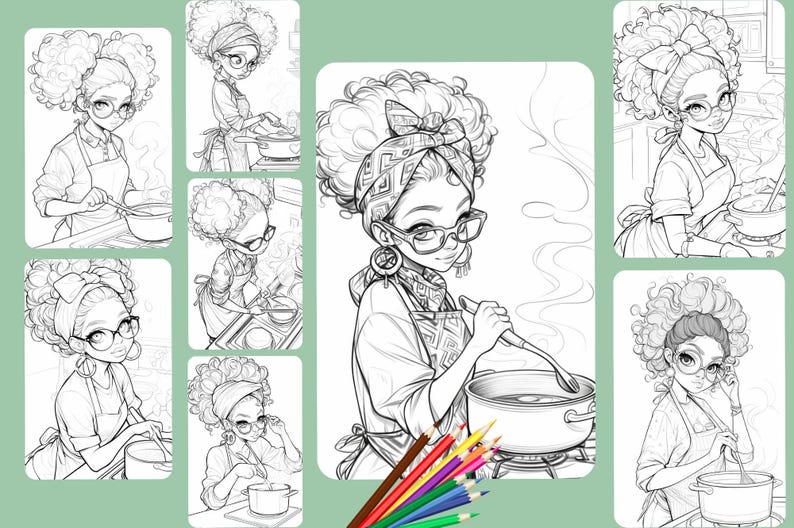 Chibi Girls Cooking Coloring Book, Girl in Kitchen, Anime Chibi Girl ...