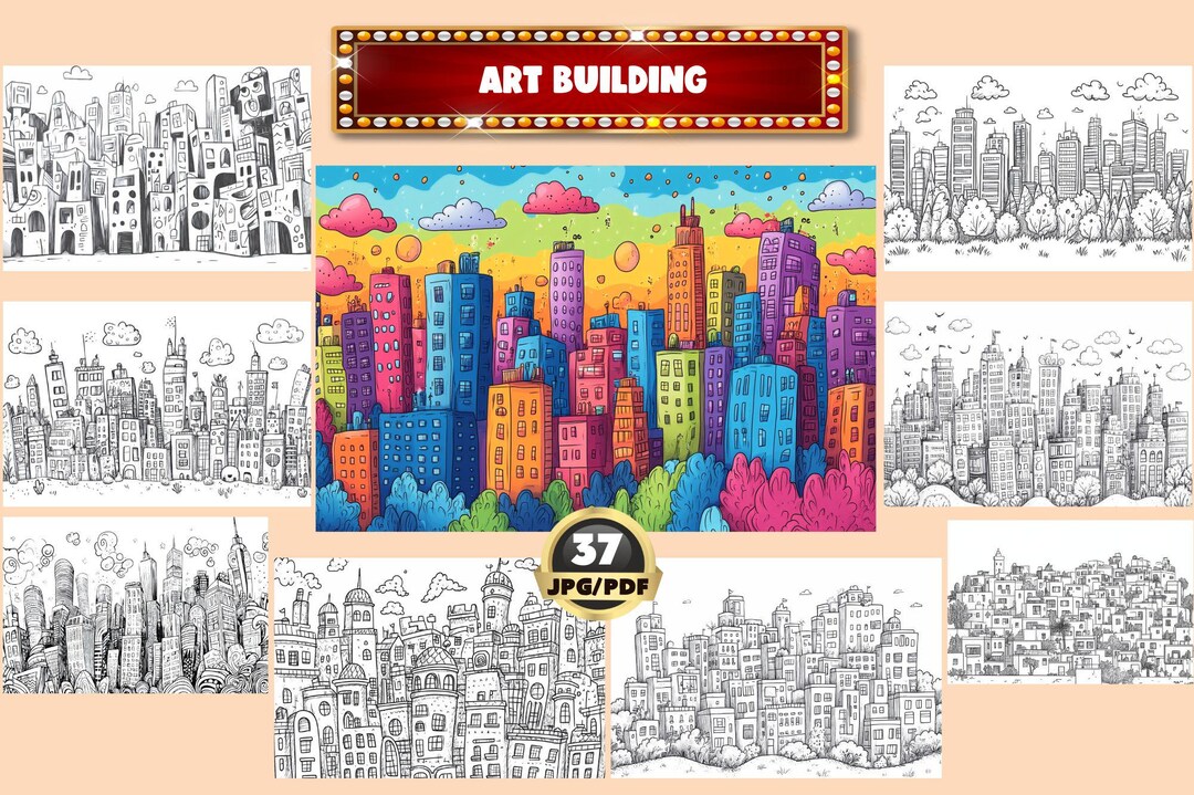 Art Building Coloring Book, City Buildings Coloring, Fantasy City ...