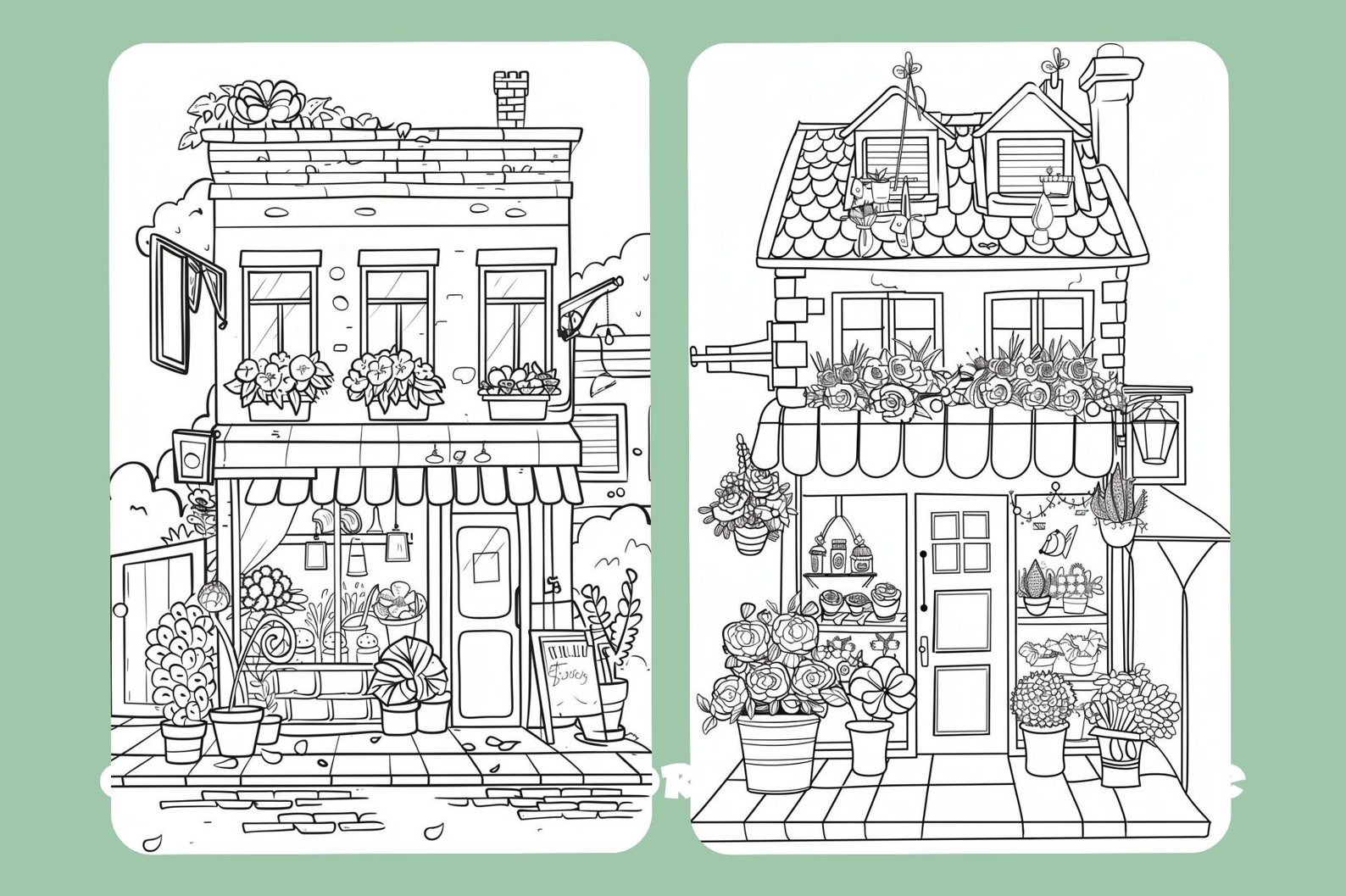 Flower Shop Coloring Book: Storefront Architect Designs (printable PDF ...