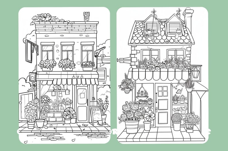 Flower Shop Coloring Book: Storefront Architect Designs (printable PDF ...