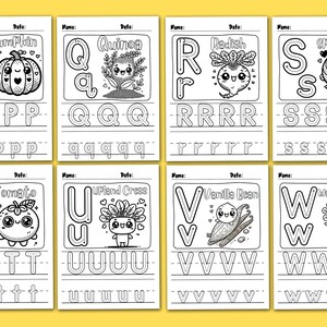 Vegetable Alphabet Coloring Pages: A-Z Practice Writing (printable PDF ...