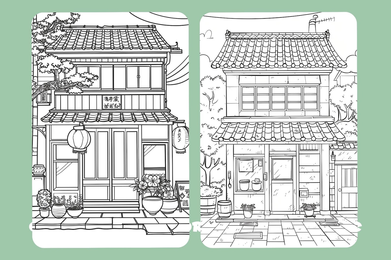 Japanese Storefronts Coloring Book: Shophouse Designs (printable PDF ...