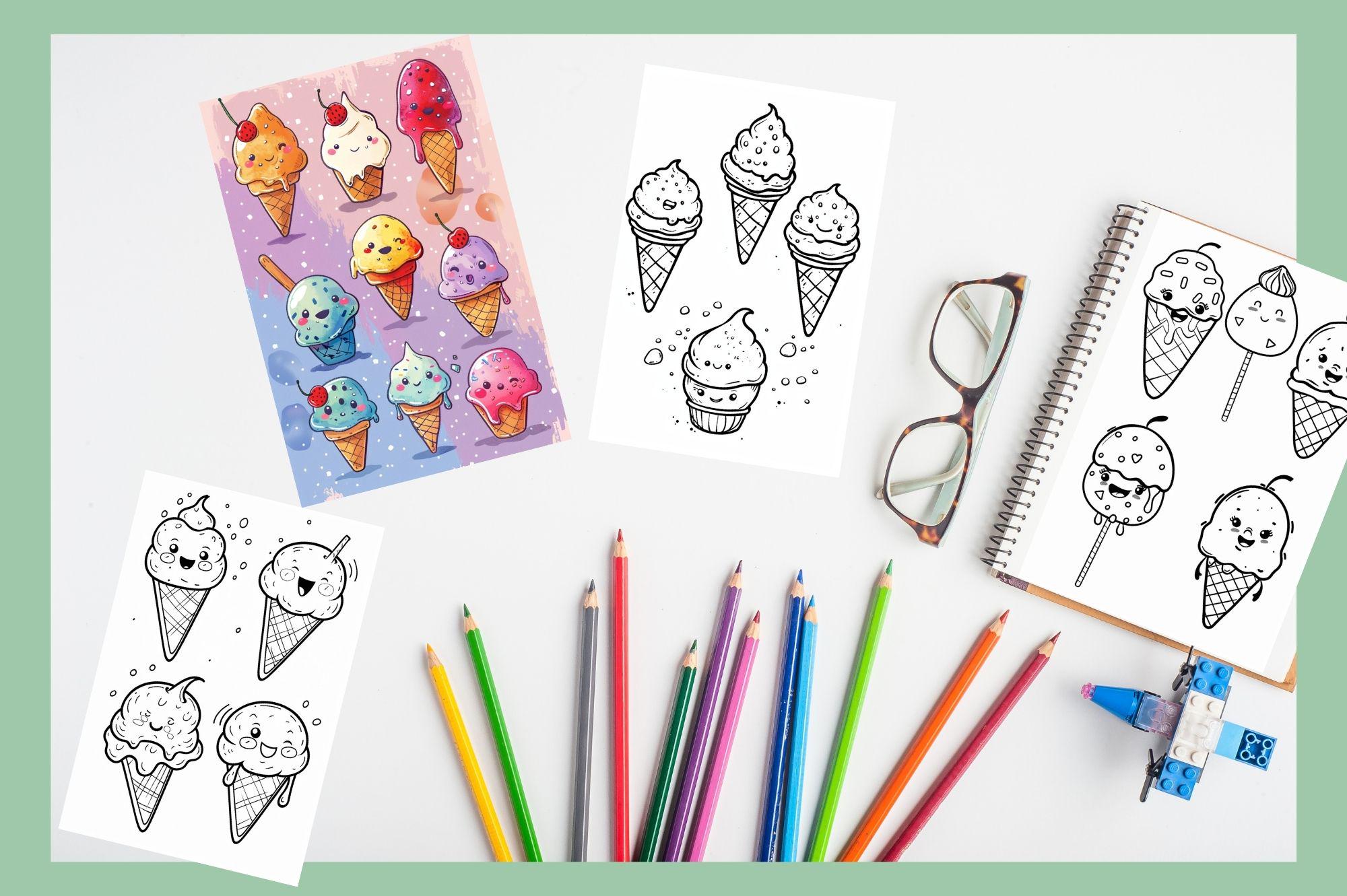 Tiny Summer Ice Cream Digital Coloring Book: Doodle Art (printable PDF ...