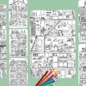 House With Multiple Floors Coloring Book: Architect Interior Design ...