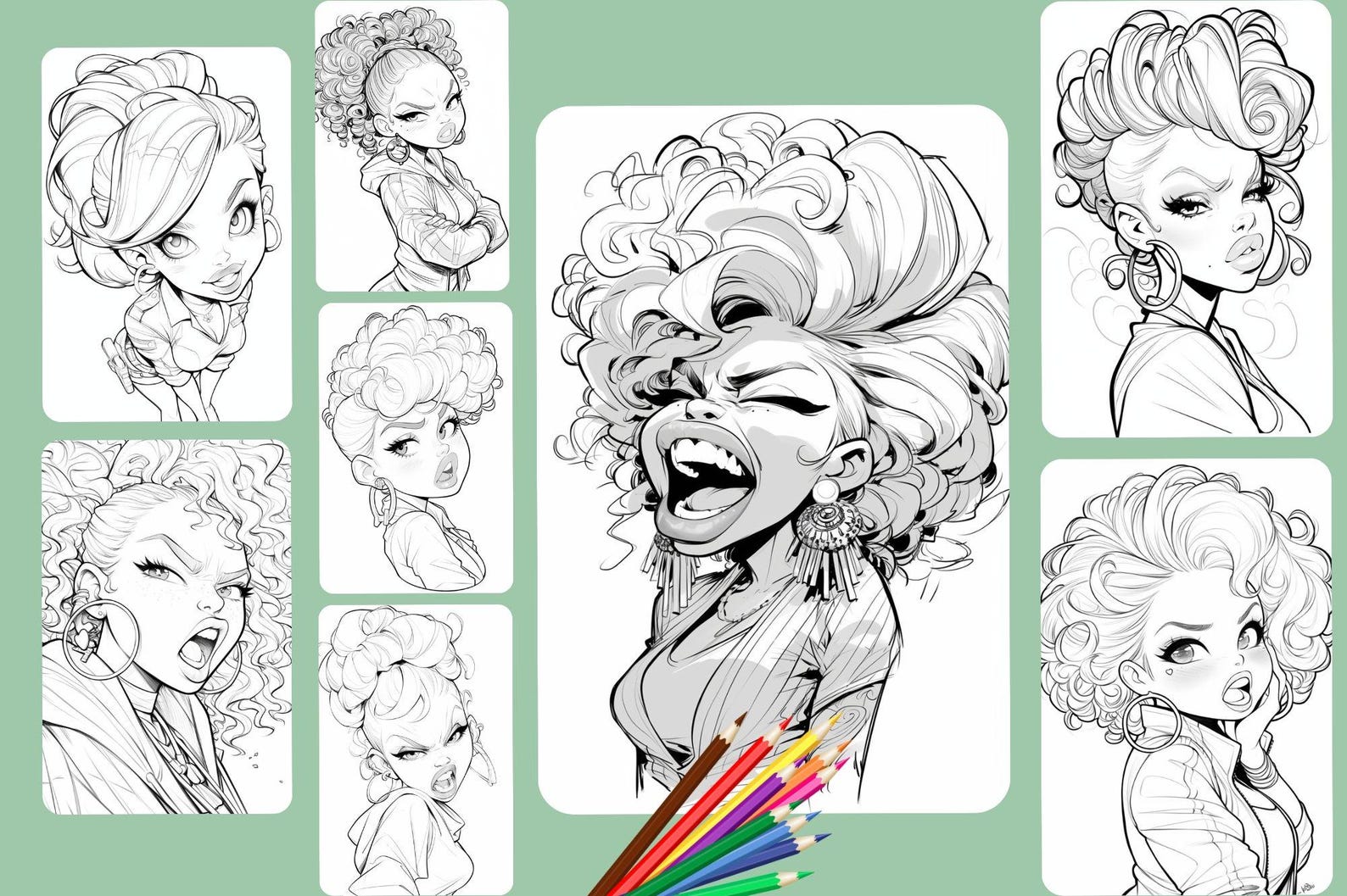 Crazy Chibi Girls Coloring Book, Moody Chibi Girl, Shouting Girl ...