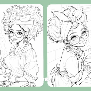 Chibi Girls Cooking Coloring Book, Girl in Kitchen, Anime Chibi Girl ...