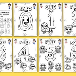 Trace Number 0-20 Worksheets Coloring, Digital Coloring, Instant ...