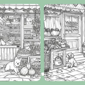 Vegetables Store Coloring Book, Storefront Coloring, Shop House ...