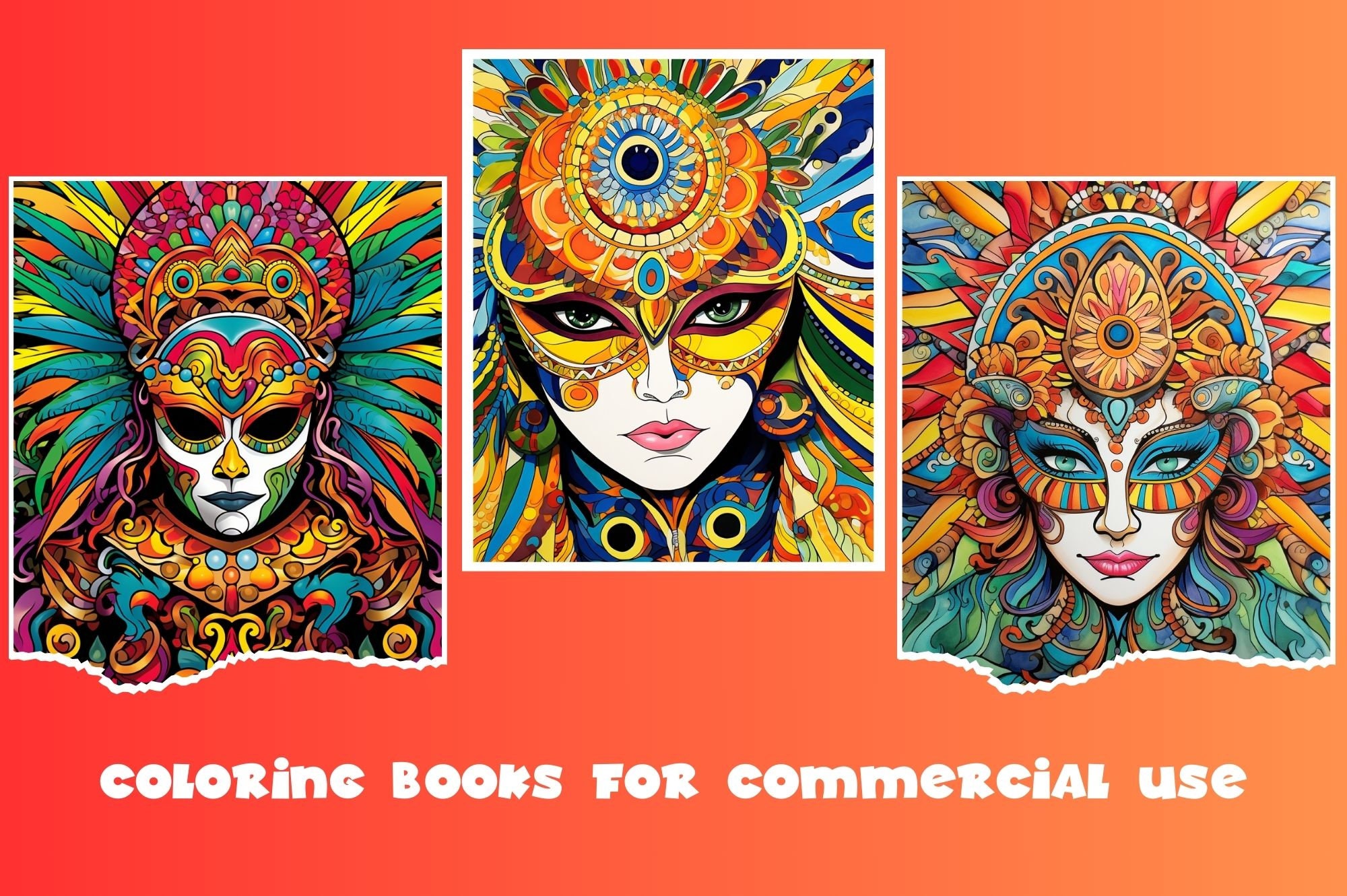 Masquerade Girl Coloring Book: Carnival Mask Grayscale (printable PDF ...