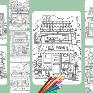 Kawaii Tiny Japanese Restaurant Coloring Book, Cute Sushi Shop, Japan ...