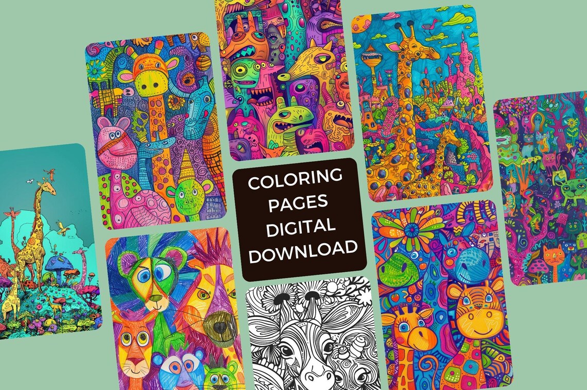 Doodle Animal Family Coloring Book, Animal Coloring, Doodle Coloring ...
