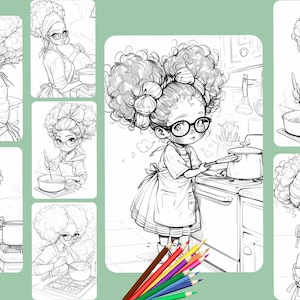 Chibi Girls Cooking Coloring Book, Girl in Kitchen, Anime Chibi Girl ...