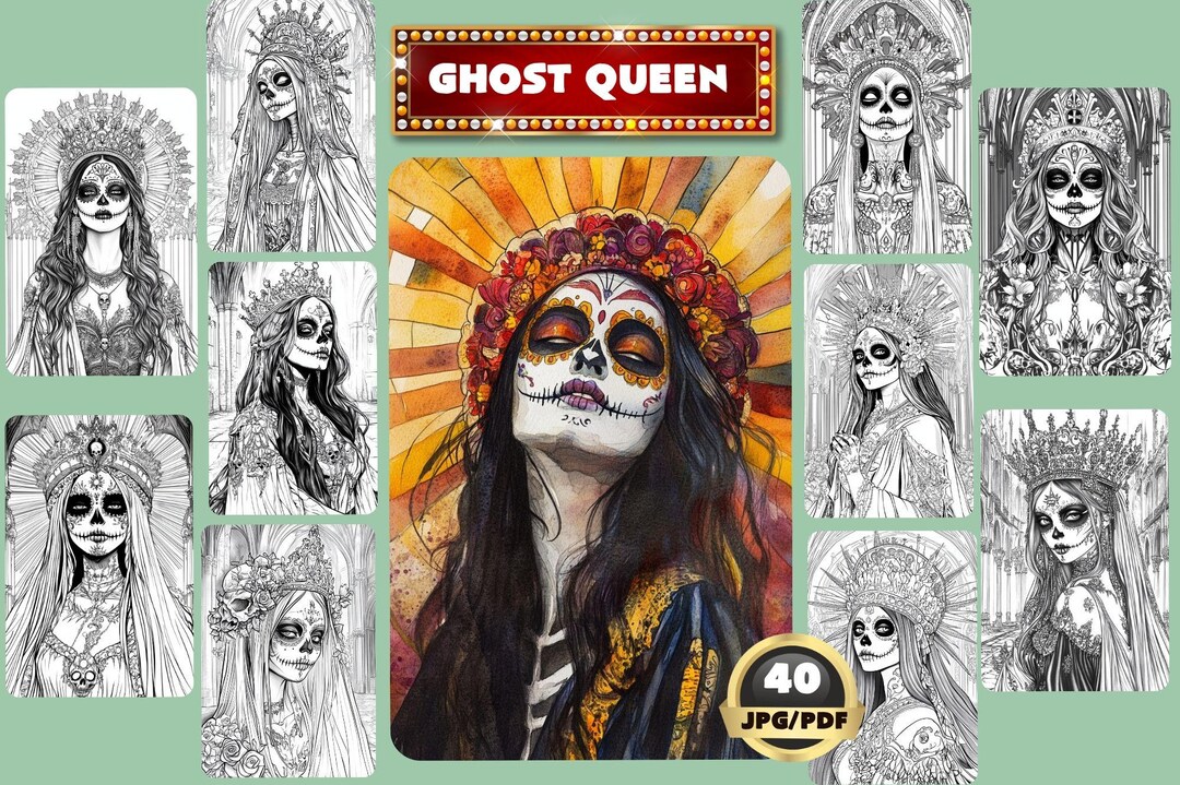 Ghost Queen Digital Coloring Book, Beautiful Ghost Queen Coloring ...