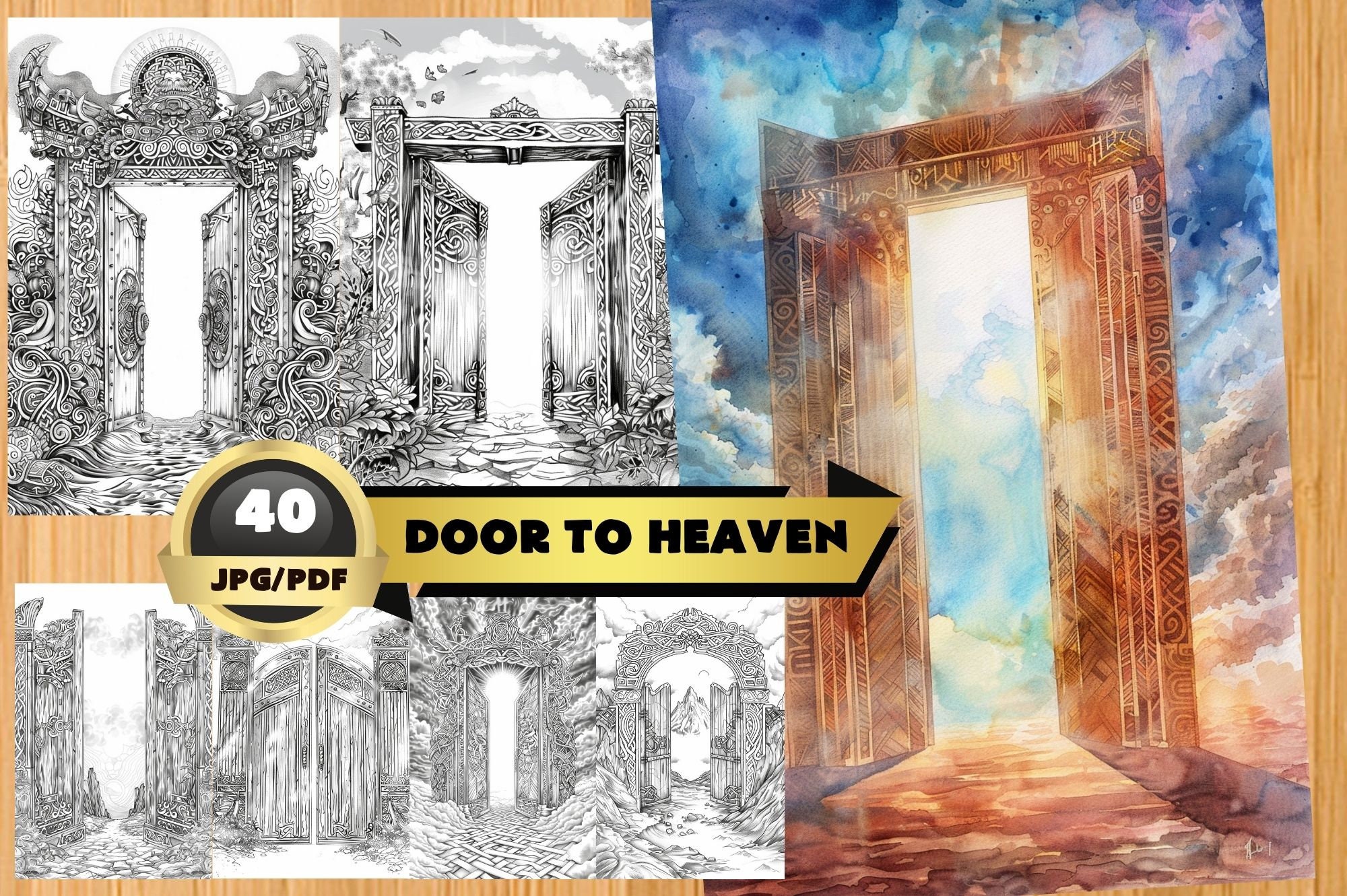Door to Heaven Coloring Book, Heaven Gate Coloring, Fantasy Coloring ...