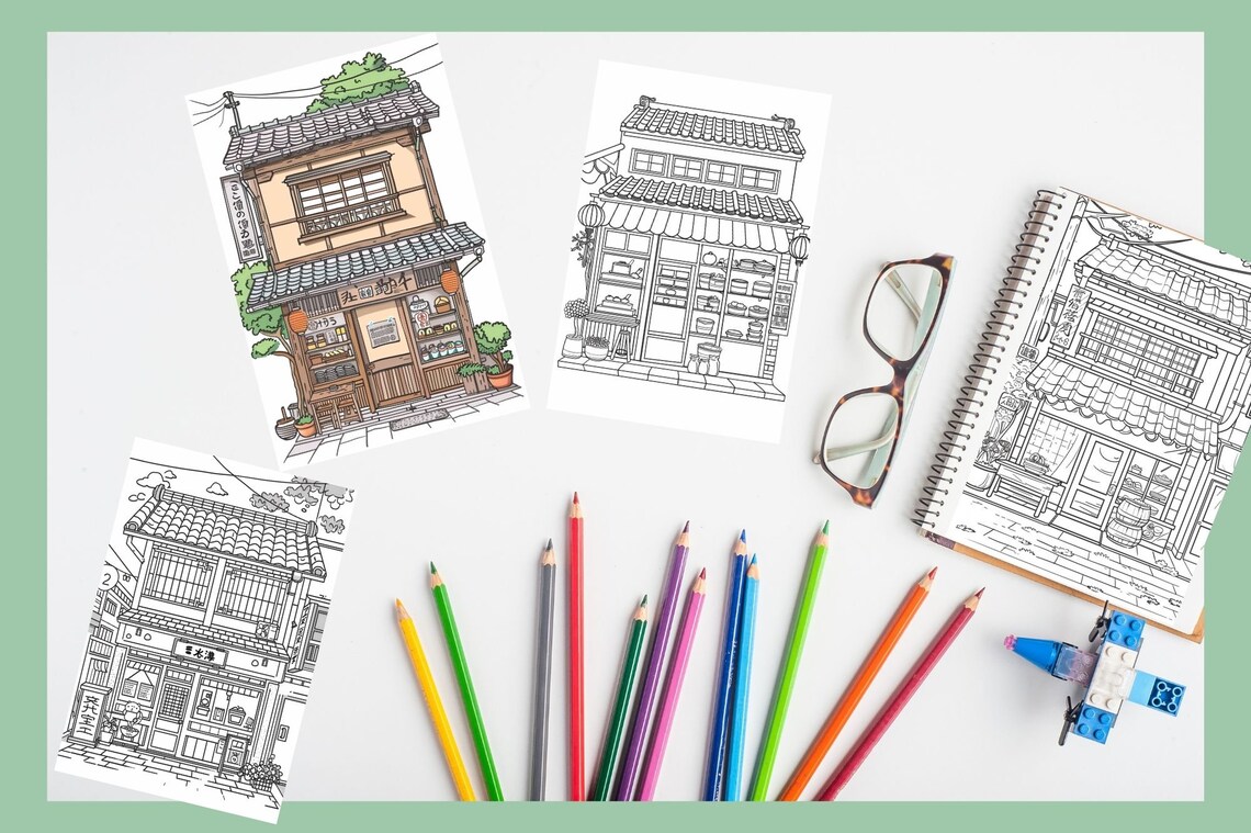 Japanese Storefronts Coloring Book: Shophouse Designs (printable PDF ...