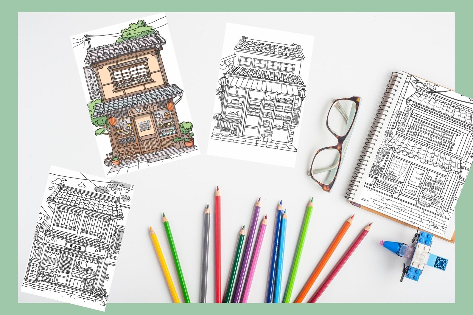 Japanese Storefronts Coloring Book: Shophouse Designs (printable PDF ...