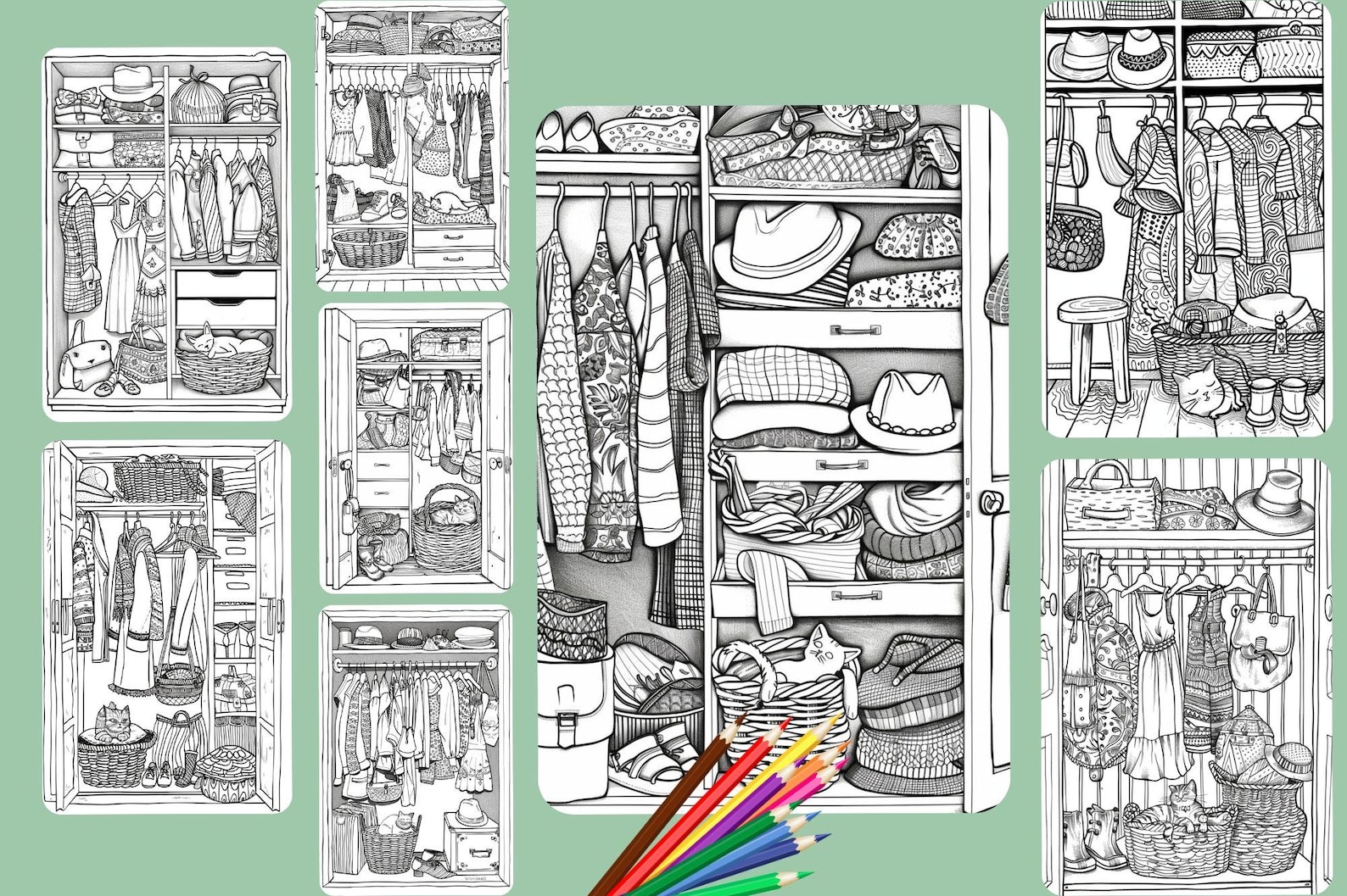 Closet With an Accessories Coloring Book, Clothes and Accessories ...