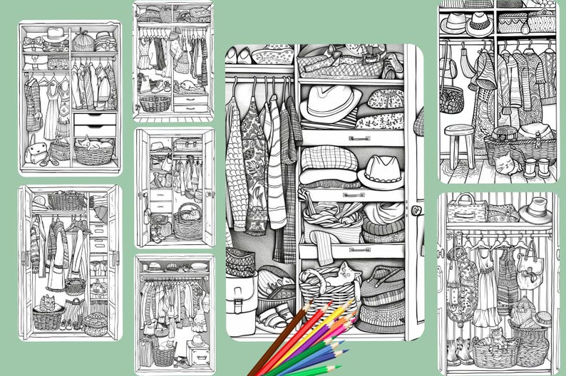 Closet With an Accessories Coloring Book, Clothes and Accessories ...