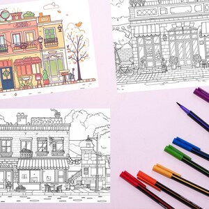 Pub in the City Center Front Side Coloring Book: House Architect Desıgn ...
