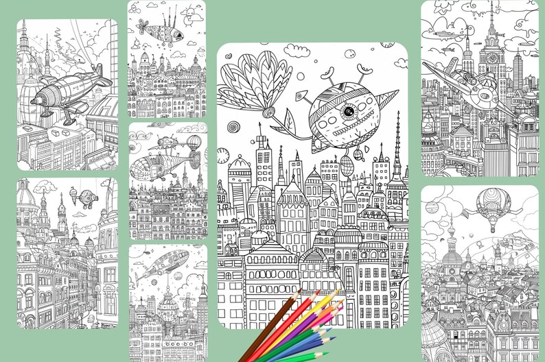 Fantasy City Coloring Book, Doodle Coloring, Relaxing Coloring ...