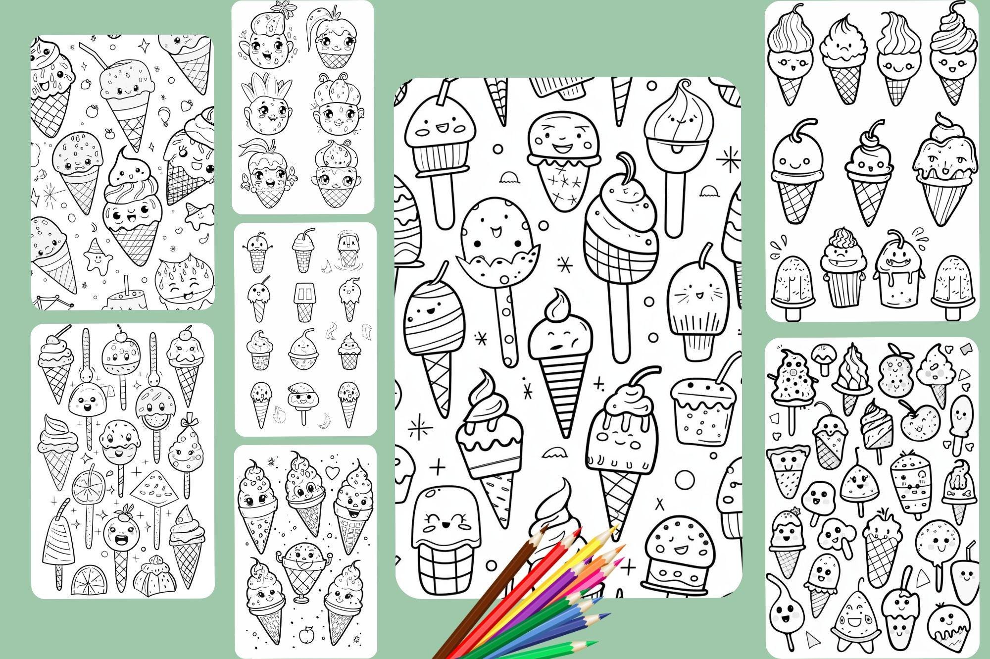 Tiny Summer Ice Cream Digital Coloring Book: Doodle Art (printable PDF ...