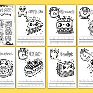 Alphabet ABC Dessert Coloring Book, A to Z Desserts Coloring, Kid ABC ...