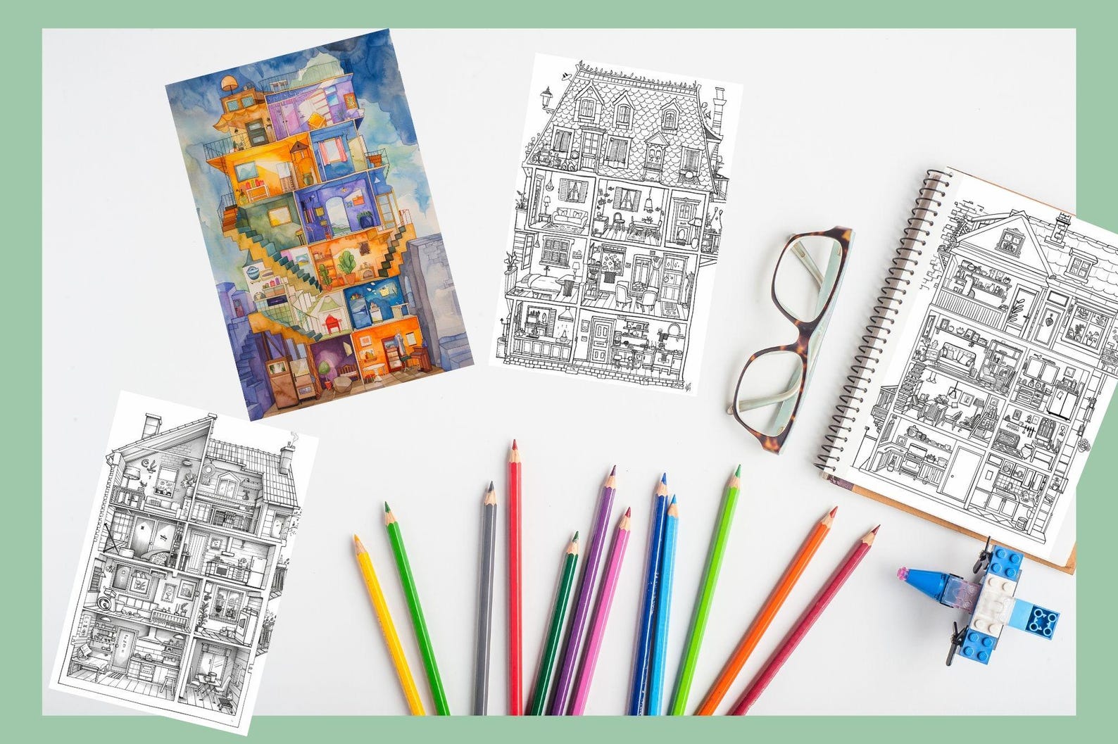 House With Multiple Floors Coloring Book: Architect Interior Design ...