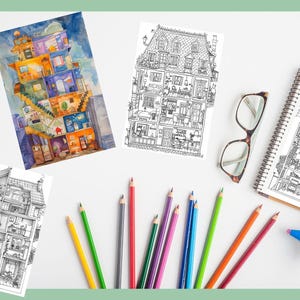 House With Multiple Floors Coloring Book: Architect Interior Design ...