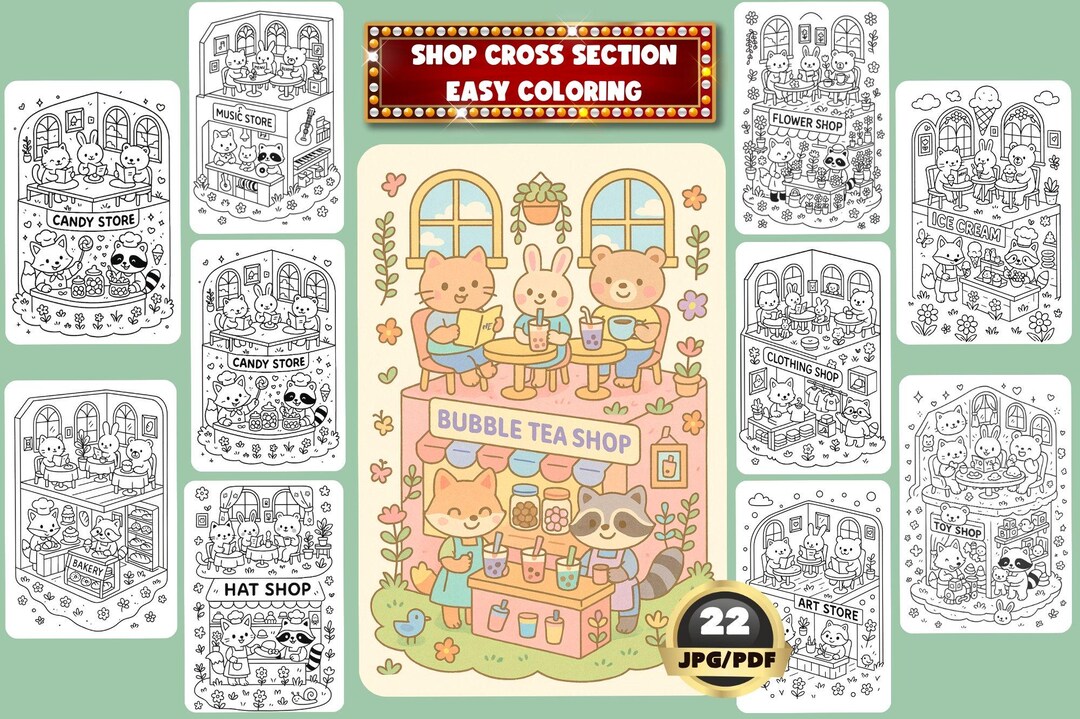 Shop Cross Section Coloring Book: Adult & Kids Mini Shop (printable PDF ...