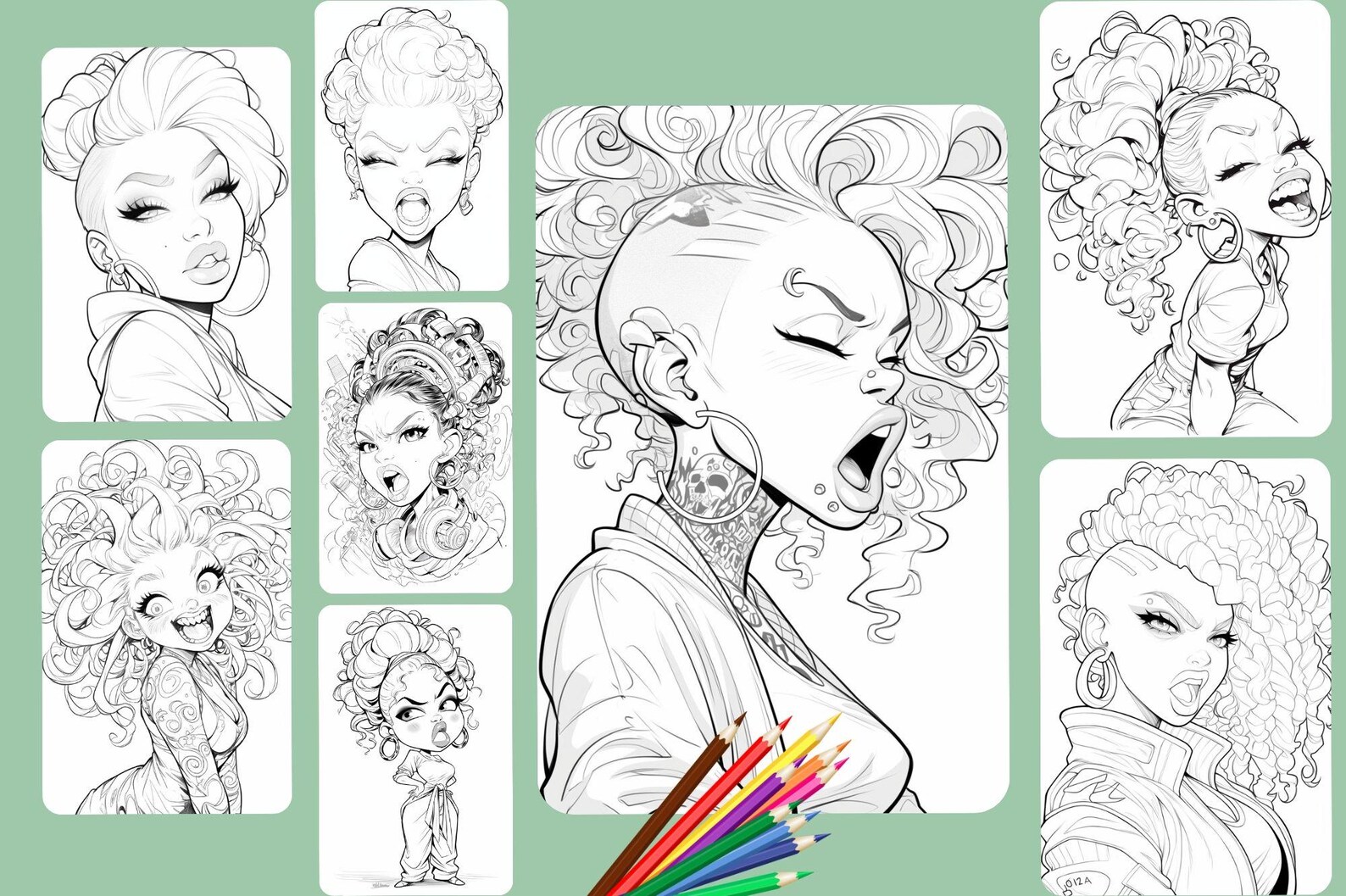 Crazy Chibi Girls Coloring Book, Moody Chibi Girl, Shouting Girl ...