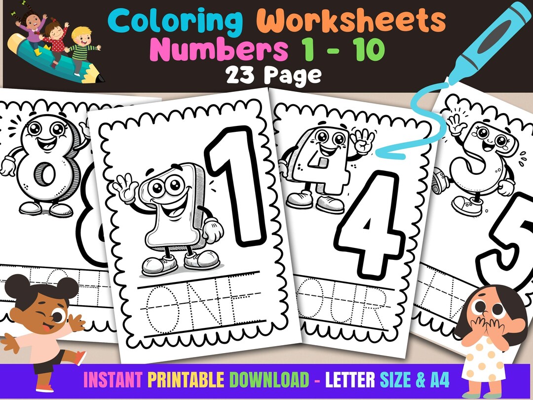 Numbers 1-10 Coloring Worksheets, Preschool Worksheets, Numbers ...
