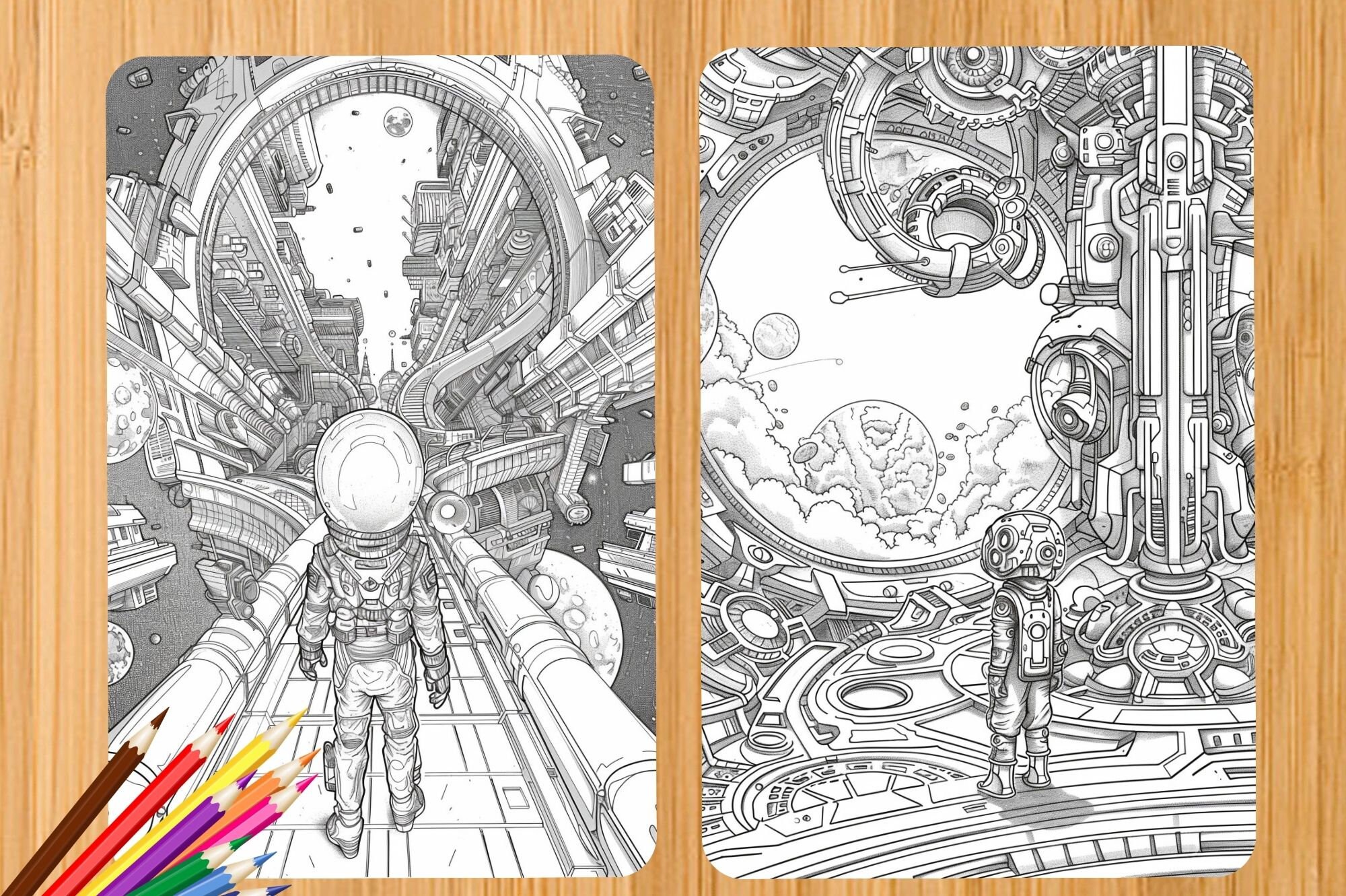 Inside the Rocket Ship Coloring, Digital Download for Adult and Kids ...