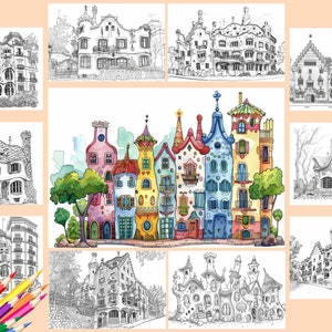 Cute Casa Batllo Barcelona Coloring Book, Digital Coloring Book, House ...