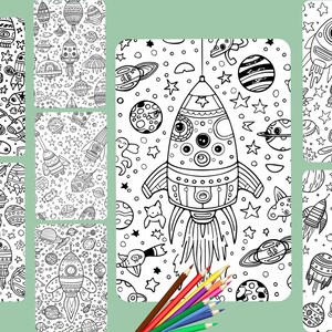 Spaceship and Alien Coloring Book, Doodle Coloring, Relaxing and ...