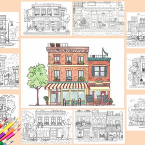Pub in the City Center Front Side Coloring Book: House Architect Desıgn ...