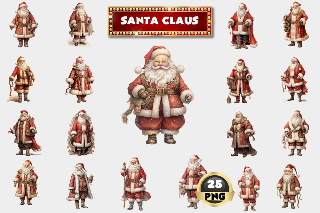 Santa Claus Clipart, Retro Santa Clipart, Vintage Santa Clipart ...
