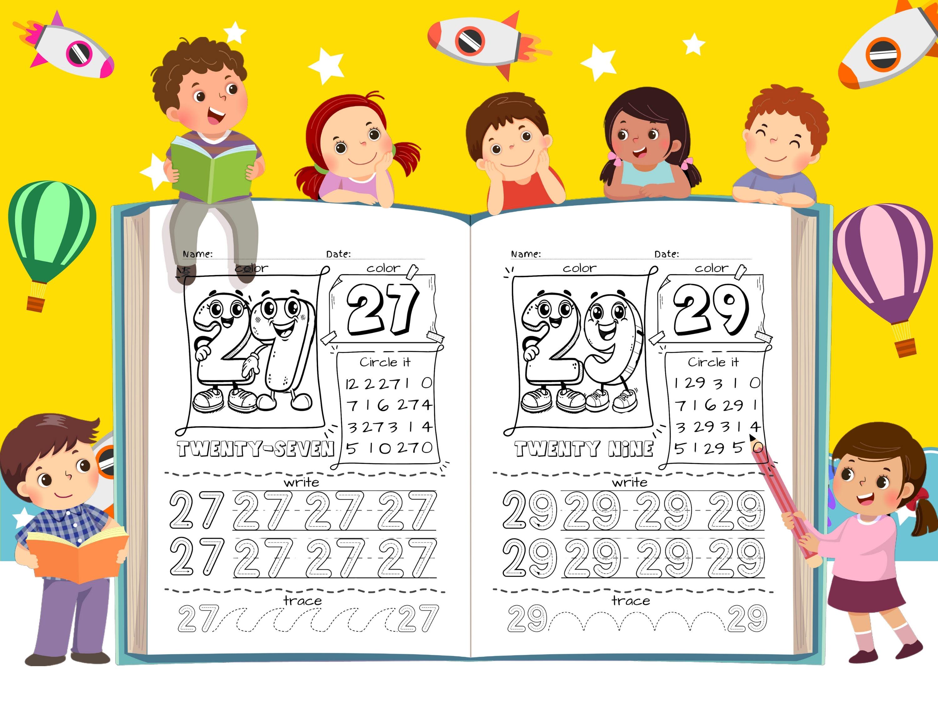 Numbers 1 to 30 Coloring Worksheets for Kids, Fun & Educational Number ...