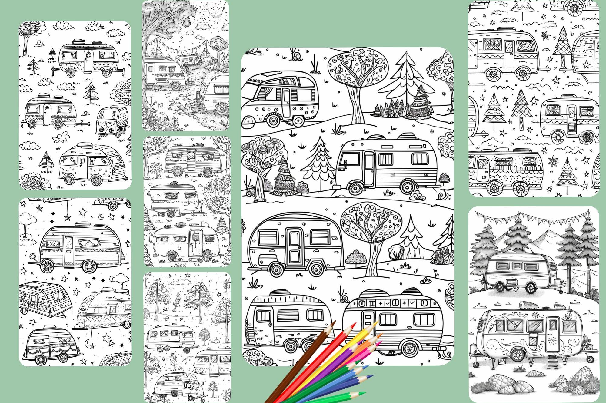 Vintage Caravans Doodle Coloring Book, Doodle Caravans, Relaxing and ...