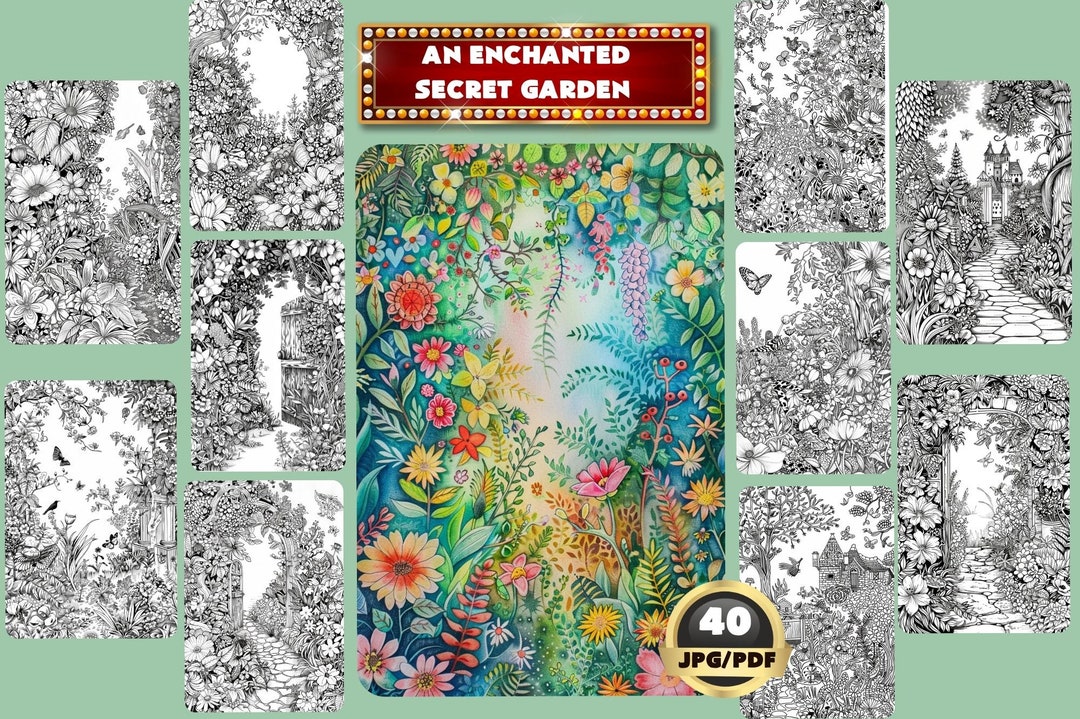 An Enchanted Secret Garden Coloring Book, Natural Coloring, Digital ...