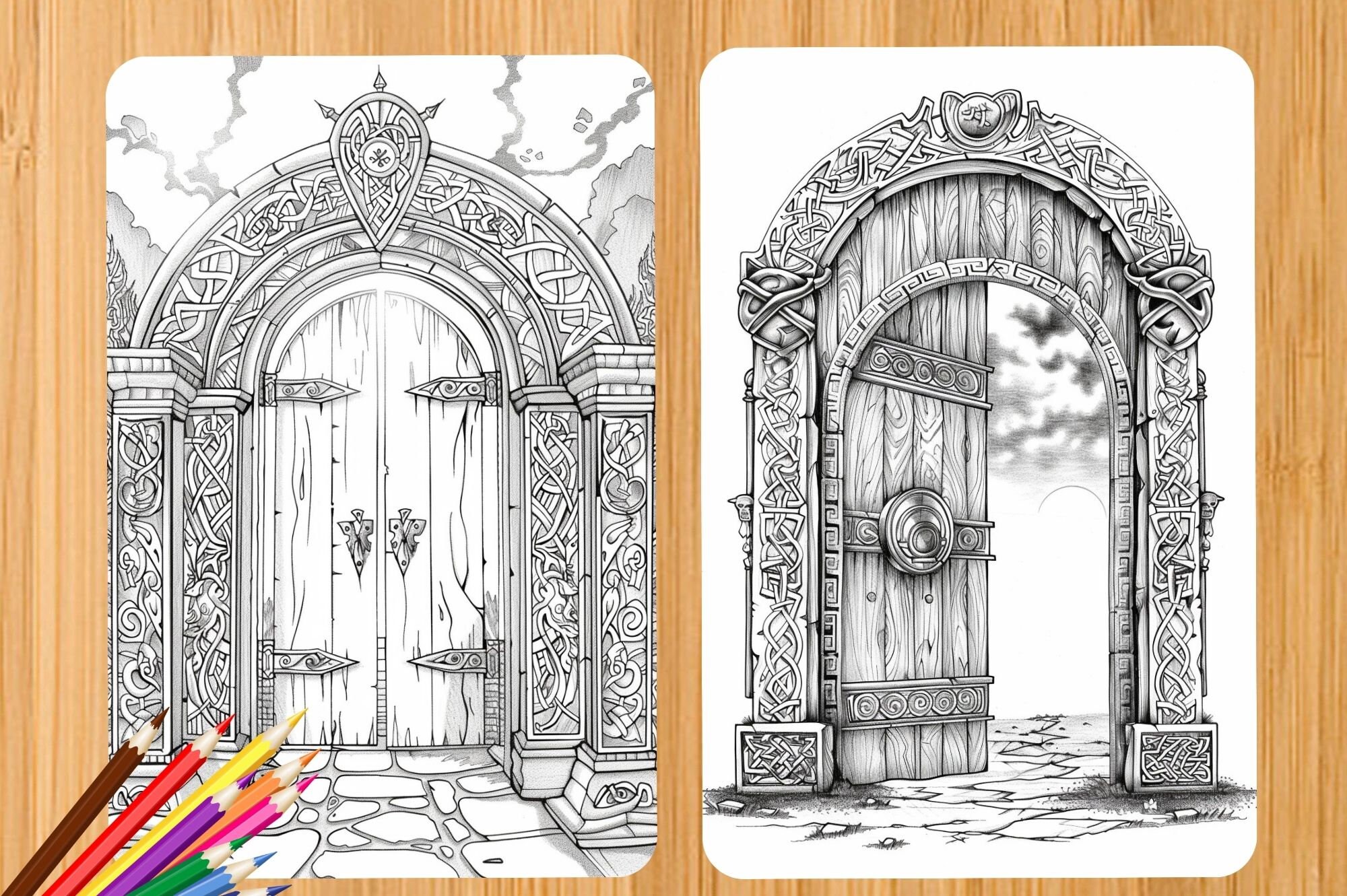 Door to Heaven Coloring Book, Heaven Gate Coloring, Fantasy Coloring ...