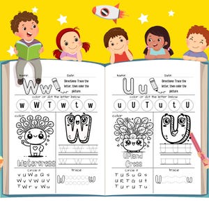 Fruit Alphabet Worksheets Coloring Book, Fun ABC Coloring, A-Z Coloring ...