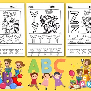 Animal Alphabet Coloring Book, ABC Writing Practice Worksheets, A to Z ...