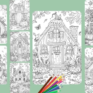 Kawaii Pumpkin House Coloring Book, House Coloring, Relaxing and ...