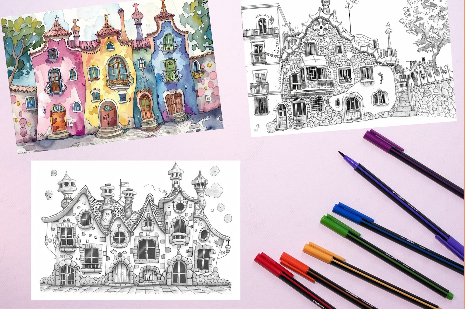 Cute Casa Batllo Barcelona Coloring Book, Digital Coloring Book, House ...